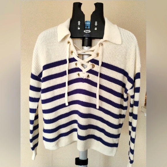 LOFT | Sweaters | Loft Brand Sweater Womens Size Sp White And Blue ...